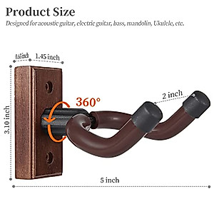Guitar Wall Mount 2 Pack Wood Guitar Hanger for Safe Storage and Display Sturdy Wall Hanger for Acoustic Electric Guitar Bass Banjo Mandolin
