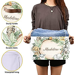 Safari Wild Jungle Animals Personalized Storage Basket ,Custom Storage Bins Cubes Organizer with Handle for Bedroom Wardrobe,Nursery,Basket 1 Pack