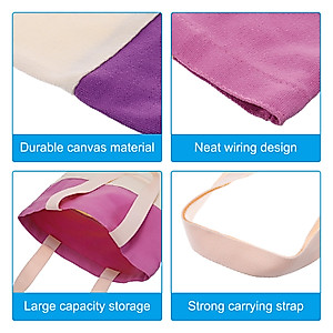 PATIKIL Canvas Tote Bag, 1Pcs Canvas Bag with Handles Sturdy Reusable Tote Bag Blank Embroidery DIY for Personalized Shopping Gifts Crafts Vinyl Grocery HTV Dye, Blush/Purple