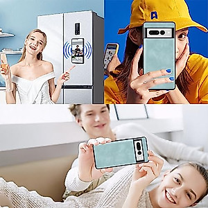 TwoHead for Google Pixel 7 Pro Wallet Case with Card Holder & Detachable Magnetic Phone Case,PU Leather Shockproof Protective Case with Wrist Strap(Blue)