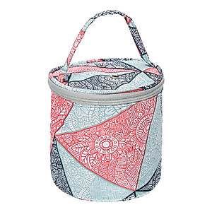 PATIKIL Yarn Storage Bag, Portable Crochet Knitting Bag Case Skein Ball Holder Organizer Crocheting Tote Supplies for Sewing Craft Projects, Blue Geometry