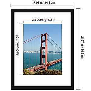 PEALSN 16x20 Picture Frame Set of 2, Poster Frames for Wall Decor, Display Pictures 11 x 14 with Mat or 16 x 20 Without Mat for Wall Mounting Display, Black.