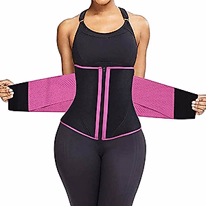 coastal rose Women Waist Trainer Cincher Belt Underbust Latex Corset Tummy Control Sweat Girdle Workout Slim Belly Band Rose Red XXL