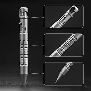 TISUR Titanium Ballpoint Pen, Mini Bolt Action Pen, Small Pocket Size Keychain Pen With Titanium Key Ring, Office gifts for Men & Women (Pen/78mm)