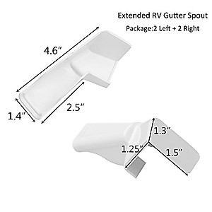 RV Gutter Spouts - Rigid RV Gutter Extenders, Directs Rainwater Away from Your RV, Long Version Extended RV Rain Gutter Spouts for Trailer Camper Motorhome Toy Hauler (2 Left +2 Right, White)