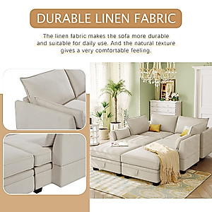 Merax Modern Large U-Shape Sectional Sofa, Upholstered Sofa Set with Removable Ottoman and Storage Seat, Convertible Sofa Bed with Reversible Chaise for Living Room Apartment, Office