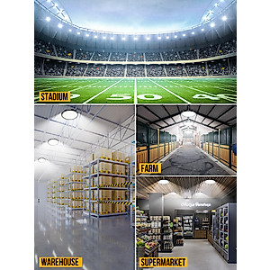 UFO LED High Bay Light - 10 Pack 200W 28000LM High Bay LED Light with US Plug 6.56FT Cable and LED Transformer, 7000k Daylight LED Shop Lights for Workshop for Garage, Factory, Workshop, Barn, Shop