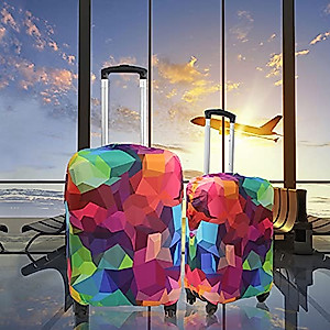 Explore Land Travel Luggage Cover Suitcase Protector Fits 18-32 Inch Luggage (Geometry, S(18-22 inch Luggage))