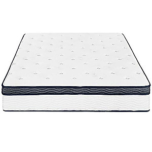 PrimaSleep 12 inch Euro Top Spring Mattress,White,Comfort Layers,Dark Green Piping, (King)