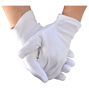 CTKcom White Soft Cotton Gloves,Large Size for Work/Lining Glove,Coin Jewelry Silver Inspection Gloves(6 Pairs) …