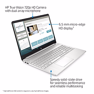 HP 2021 15.6" HD Laptop Computer, AMD Athlon Silver N3050U, 4GB RAM, 128GB SSD, HDMI, USB-C, Webcam, Windows 10 S with Office 365 for 1 Year, Mouse, Sleeve + YSC Accessory (Silver)