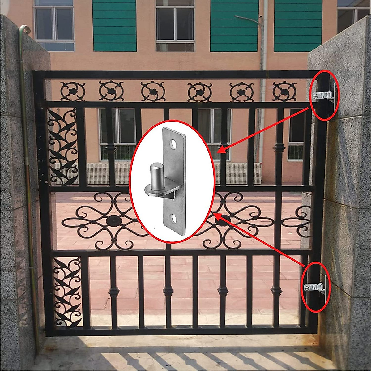 MATIHAY 2 Pack Wall Mount Flat Back Gate Hinges,Outdoor Chain Link Fence Gate Hinges,Heavy Duty Stainless Steel Wall Plate Hinges,Wood Fence Link Gate Hinges(Screws Not Included)