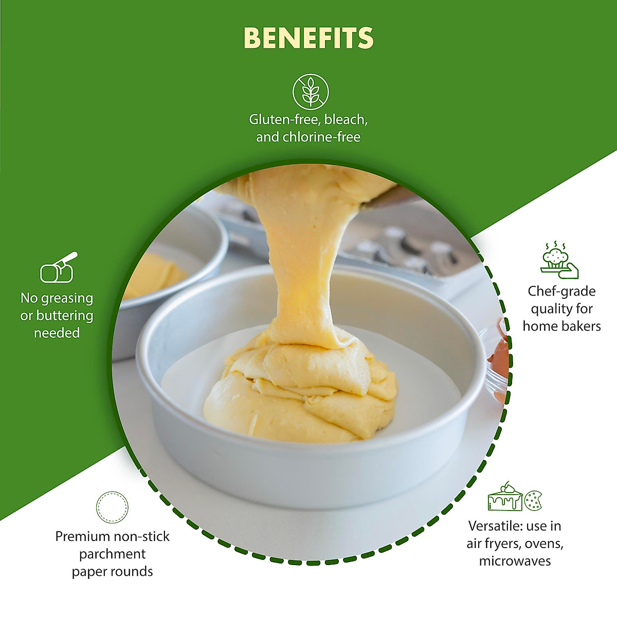 Regency Wraps Parchment Paper Circles For Round Cake Pans and Tube Cake Pans, Greaseproof Liners for Non-Stick Baking, 8" (Pack of 50, 25 Each), White