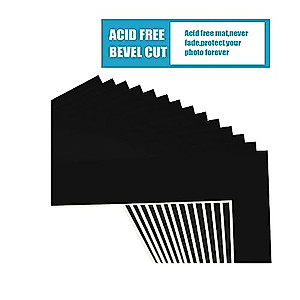 Egofine 5x7 Black Picture Mats Pack of 14, Frame Mattes for 4x6 Pictures,Acid Free, 1.2mm Thickness,with Core Bevel Cut