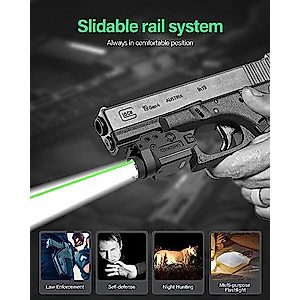 Gmconn Green Laser Light Combo, Tactical Pistol Light 650 Lumen LED Flashlight with Green Beam for Glock Taurus