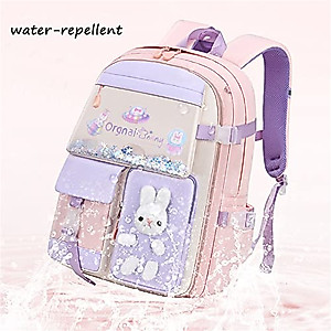 QENIN Cute Backpack Bunny Backpack Kawaii Backpack Waterproof Laptop Backpack（Purple，M）