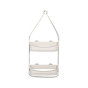 Bath Bliss 2 Way Convertible Bathroom Shower Caddy | Adjustable Mounting Arms | Loofah & Razor Hooks | Storage & Organization | Rust Resistant | Large and Small Bottles | Cashmere