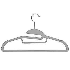 Simplify 24 Pack Ultimate Velvet Hangers with Collar, Tie & Scarf Bar, Cami Tank Hooks, Huggable Space Saver, 16.125"x 9"x .1875", Gray