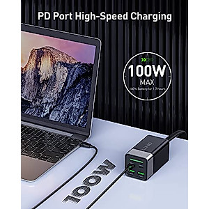 120W USB C Charger, LDNIO 4 Ports GaN III Fast Desktop Charger with 2 USB-C +2 USB-A, PD 100W Power Adapter for MacBook Pro/Air, iPad, iPhone 14/14 Pro Max/14 Plus, Galaxy 22/21, Steam Deck and More