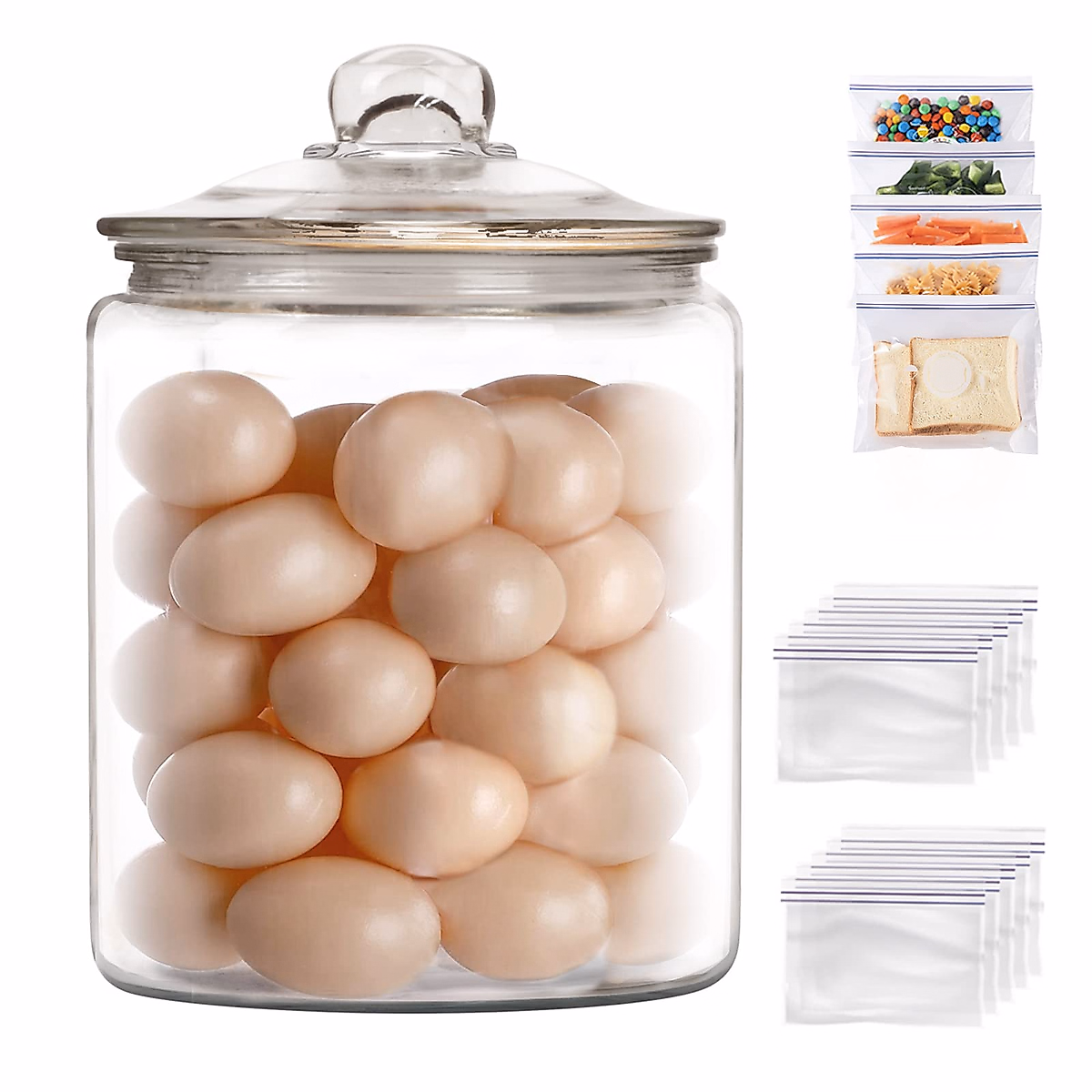 MASTERTOP Glass Jars with Lids,1 Gallon Airtight Big Glass Cookie Jar, Leak Proof Rubber Gasket Lid, Multifunctional Storage Container for Dry Food, Cookies, Snacks