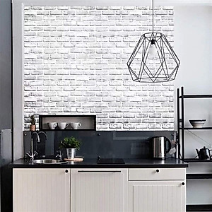 Yancorp 32.8ft White Gray Brick Contact Paper Peel and Stick Wallpaper Removable Wallapaper Grey Vinyl Wrap Self-Adhesive Wallpaper Backsplash Kitchen