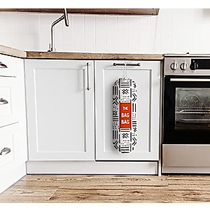 XIKAINUO Funny Geometric Pattern Kitchen Grocery Bag Storage Holder, Washable Canvas Grocery Shopping Bags, Hanging Trash Bag Dispensers, Home Kitchen Bathroom Decor for Women Mom Grandma Gift