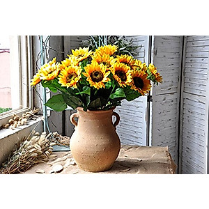 Charmly Artificial Sunflowers 5 Pcs Long Stem Fake Sunflowers Artificial Silk Flowers for Home Hotel Office Wedding Party Garden Decor 23.5'' High