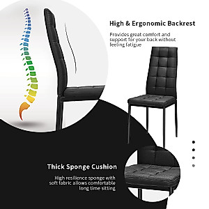 Giantex 9 Pcs Dining Table Set, Wood Rectangular Table with 8 Upholstered Chairs Set, Modern Kitchen Table Set, Black Dining Room Table Set, Home Kitchen Dinette Furniture Family Party