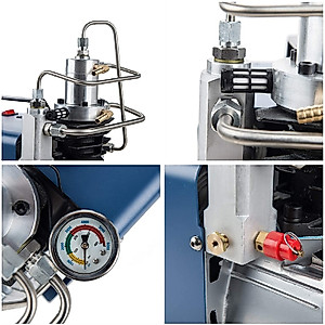 CREWORKS High-Pressure Electric Air Compressor Pump with Pressure Gauge, 4500 PSI/30 MPa /300 BAR Air Pump for Air Rifle PCP Airgun Paintball Scuba Fill Station for Fire Fighting and Diving