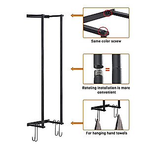 MallKing 3-Tier Over The Toilet Rack Wooden Bathroom Spacesaver and Wall Towel Rack Metal Bathroom Rolled Towels(Black)
