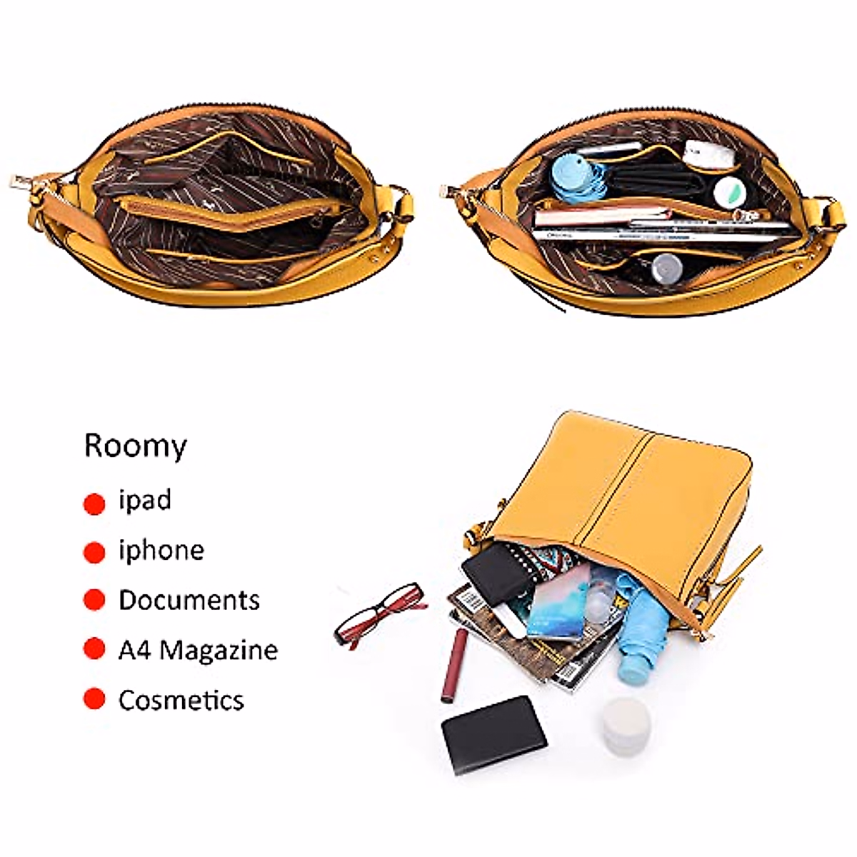 Montana West Large Leather Hobo Handbag for Women Studded Shoulder Bag Crossbody Purse (Mustard) MWC-1001MSTD