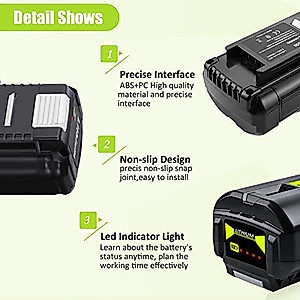 40V 6000mAh Replacement for Ryobi 40v Battery, Replacement for 6.0Ah 40v Ryobi Battery OP4015 OP4026 OP40201 OP40261 OP4030 OP4040 OP40401 OP4050 OP40501 OP40601 Fit for All Ryobi 40V HP Series Tools
