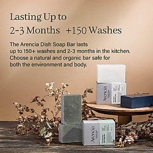 ARENCIA Super Clean Natural Dish Soap Bar – Non-Toxic, Vegan, Eco Kitchen Bar, Sustainable, Zero Waste, Plant-Based, Free of Fragrance, Cuts Through Grime, Camping, Oatmeal Dish Soap