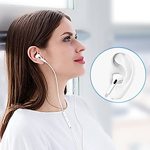 XNMOA Wired Headphones for iPhone 14 13/12/11/Se/X/Xr/Xs/8/7, Wired Earbuds Noise Canceling in-Ear Headset with Microphone,Comfortable Wired Earphones with Volume Control,White