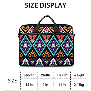 Ethnic Pattern Laptop Computer Bag Waterproof Shoulder Messenger Bag 13-15 inch Durable Laptop Tote Bag with Shoulder Strap Handle Lightweight Crossbody Briefcase