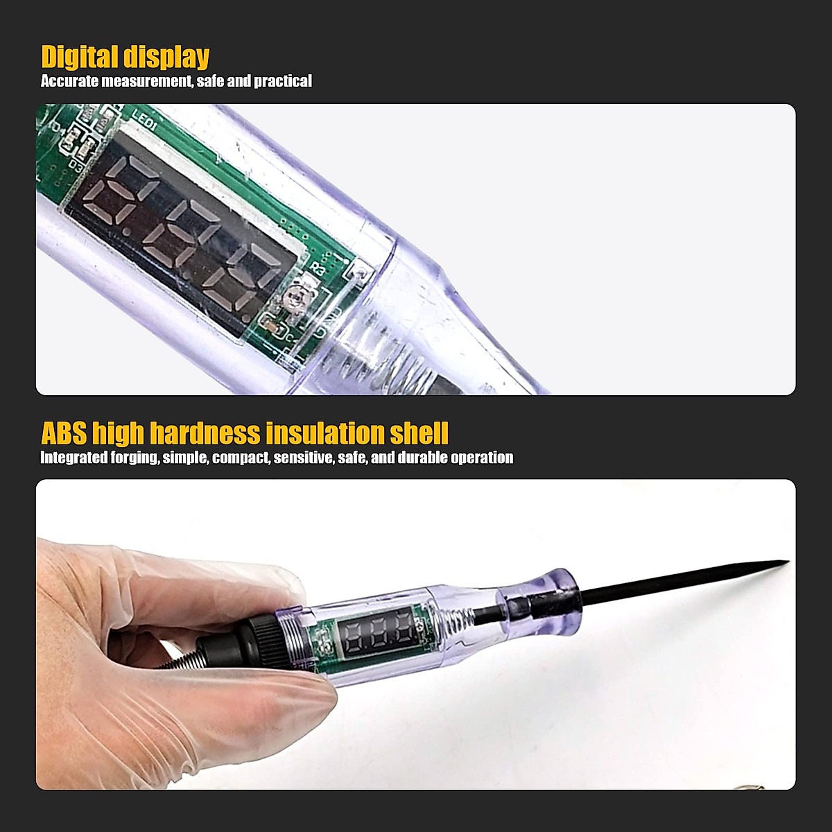 Fogfar Pack-1 Car Test Light, 3V/3V/6V/12V/24V Car Digital Display Electric Pen, Heavy Duty Light Tester with Voltmeter, Multifunction Induction Test Pen (Red)