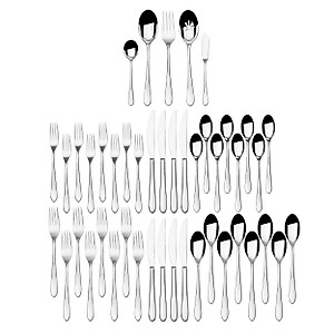 Fitz & Floyd Fitz and Floyd Nevaeh Coupe Silverware 45 piece service for eight, Gray, (5266455)