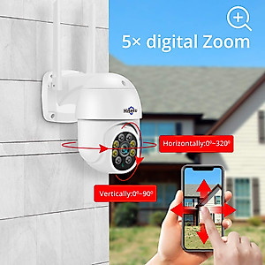 2K Wireless Security Camera Outdoor Pan Tilt Digital Zoom Camera With Floodlight,Motion Tracking,3MP 2.4G WiFi Camera,Light Alarm,Color Night Vision,PC&Mobile Remote View,Two-Way Audio Wifi Camera