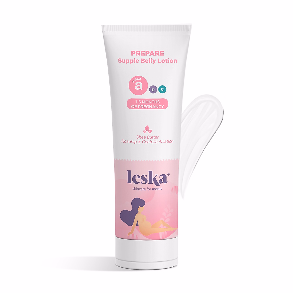 Leska Maternity Hydrating Lotion | STAGE A: PREPARE Supple Belly Lotion (Pregnancy Months 1-5) | Part of a Complete 3 Stage Pregnancy Skin Care System | New Mom Gifts (4oz)