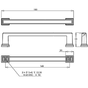Richelieu Hardware BP795160180 Mirabel Collection 6 5/16-inch (160 mm) Center-to-Center Polished Nickel Transitional Cabinet and Drawer Pull Handle for Kitchen, Bathroom, and Furniture