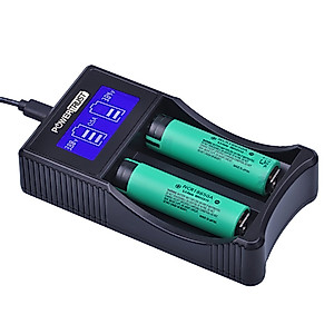 PowerTrust Smart Charger,LCD Universal Intelligent USB Dual Battery Charger for Rechargeable Li-ion Batteries 18650 26650 22650 18490 18350 17670 17500 16340 RCR123 14500, Ni-MH Ni-Cd A AA AAA C
