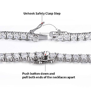 Tennis Necklace 18K White Gold Plated | 5.0mm Round Cubic Zirconia Cut Faux Diamond Tennis Chain for Women and Men (16 inch 5mm CZ tennis chain)