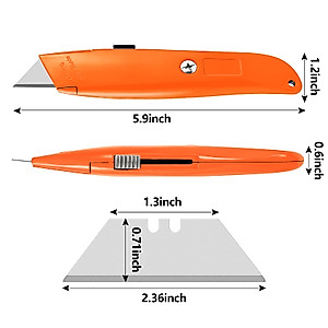DIYSELF 2Pack Utility Knife Box Cutter Retractable and 50Pack Utility Knife Blades Box Cutter Blades