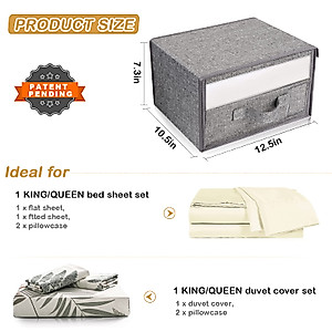 Sheet Cube Foldable Bed Sheet Set Organizer with Window and Handle for Bedding, Linen Closet Sheet Organizer can Storage Sheets, Duvet Cover, Pillowcase and Towels (2 Pack (Queen or King Size)