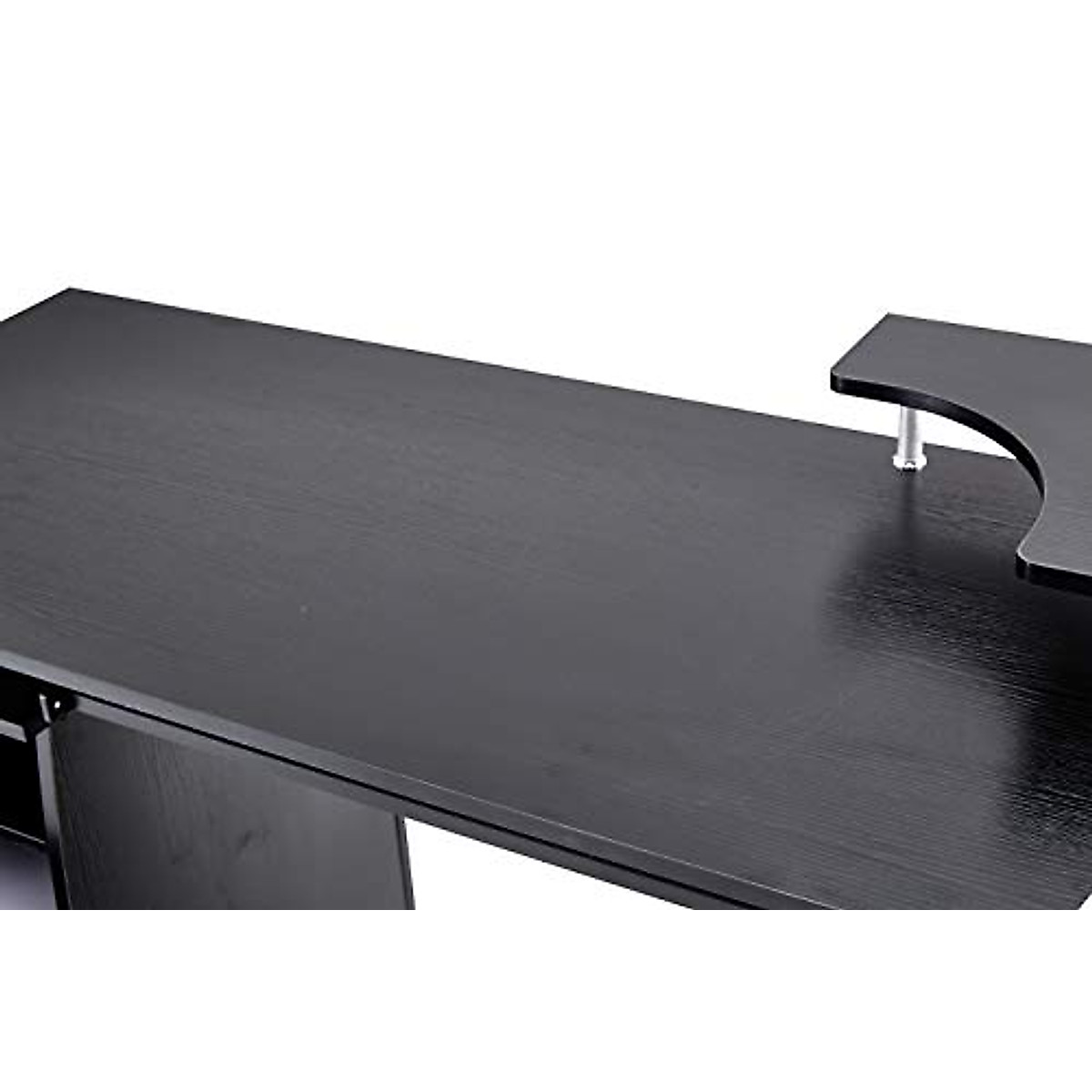 LXBB Home Office Computer Desk with Drawers and Pull-Out Keyboard Tray,Multi-Functions Desk with Pedestal,Study Writing Desk,Computer Workstation,Black