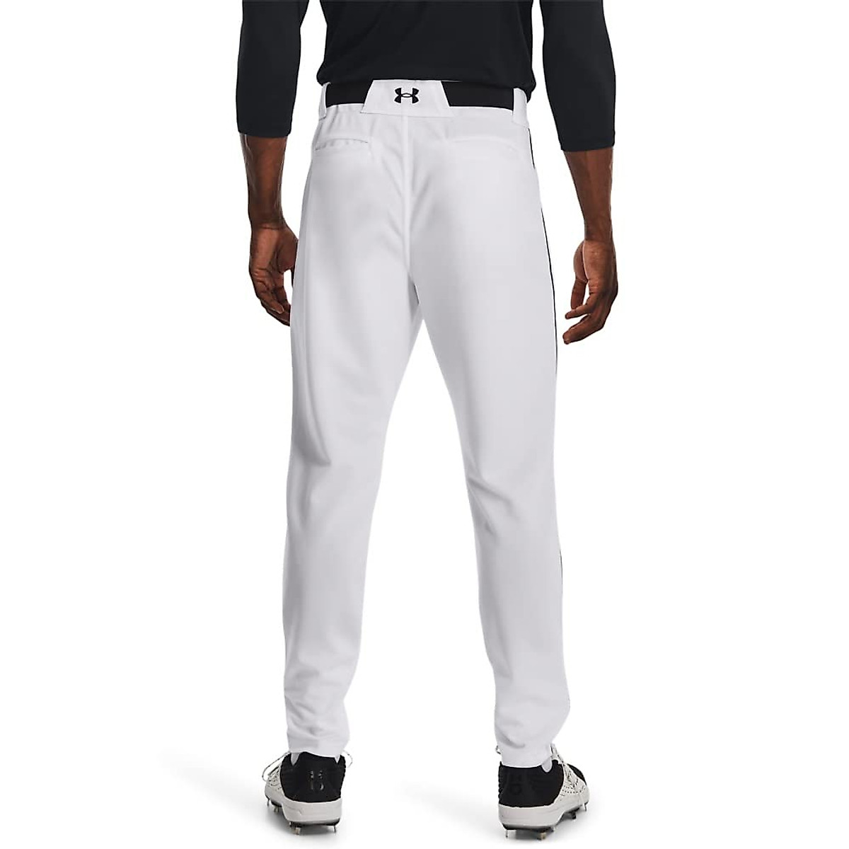 Under Armour Men's Utility Baseball Straight Leg Pant Pipe 22, (100) White/Black/Black, Medium