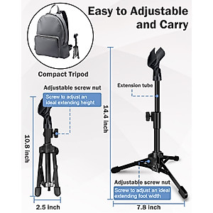 Mictop 2 Pack Desktop Mic Stand, Portable Foldable Tripod with Mic Clip Holder, Adjustable Microphone Stand For Dynamic Microphone.