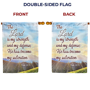 America Forever Bible Verse House Flag - 28 x 40 inch -Exodus 15:2 The Lord is My Salvation - Christian Quotes Religious Outdoor Yard Decorative Inspirational Faith Flag
