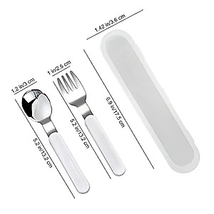 VANRA 2-Piece Children Fork And Spoon Set 18/10 Stainless Steel Child Flatware Set Kids Utensils Set with Case for Lunch Box