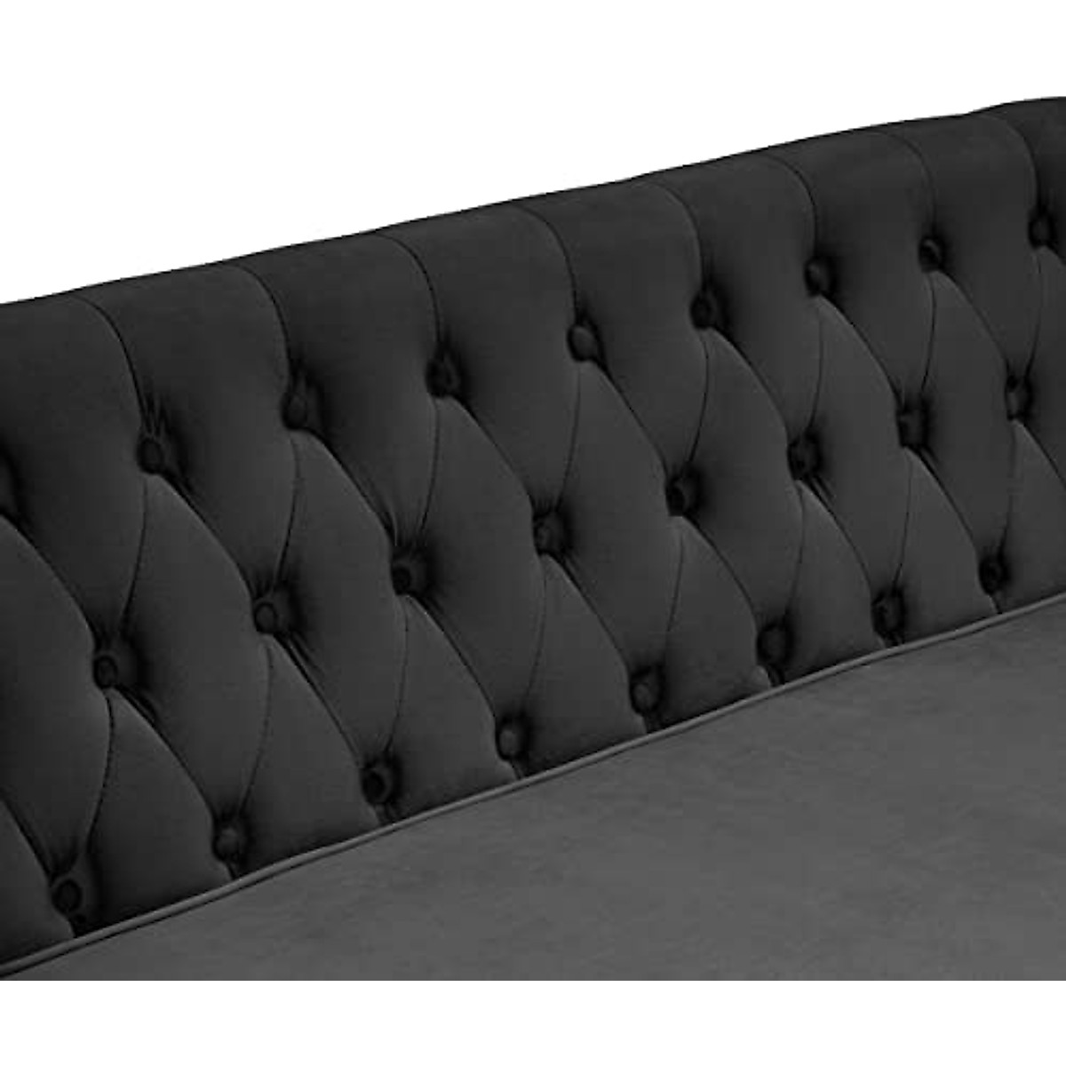 EMKK Small Velvet 2-Seater Couch with Pillows, Loveseat Accent Sofa, Living Room Sofá with Tufted Backrest, Black